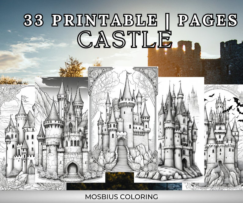 33 UNIQUE Castles Coloring Pages DIGITAL Printable PDF Colouring Book ...