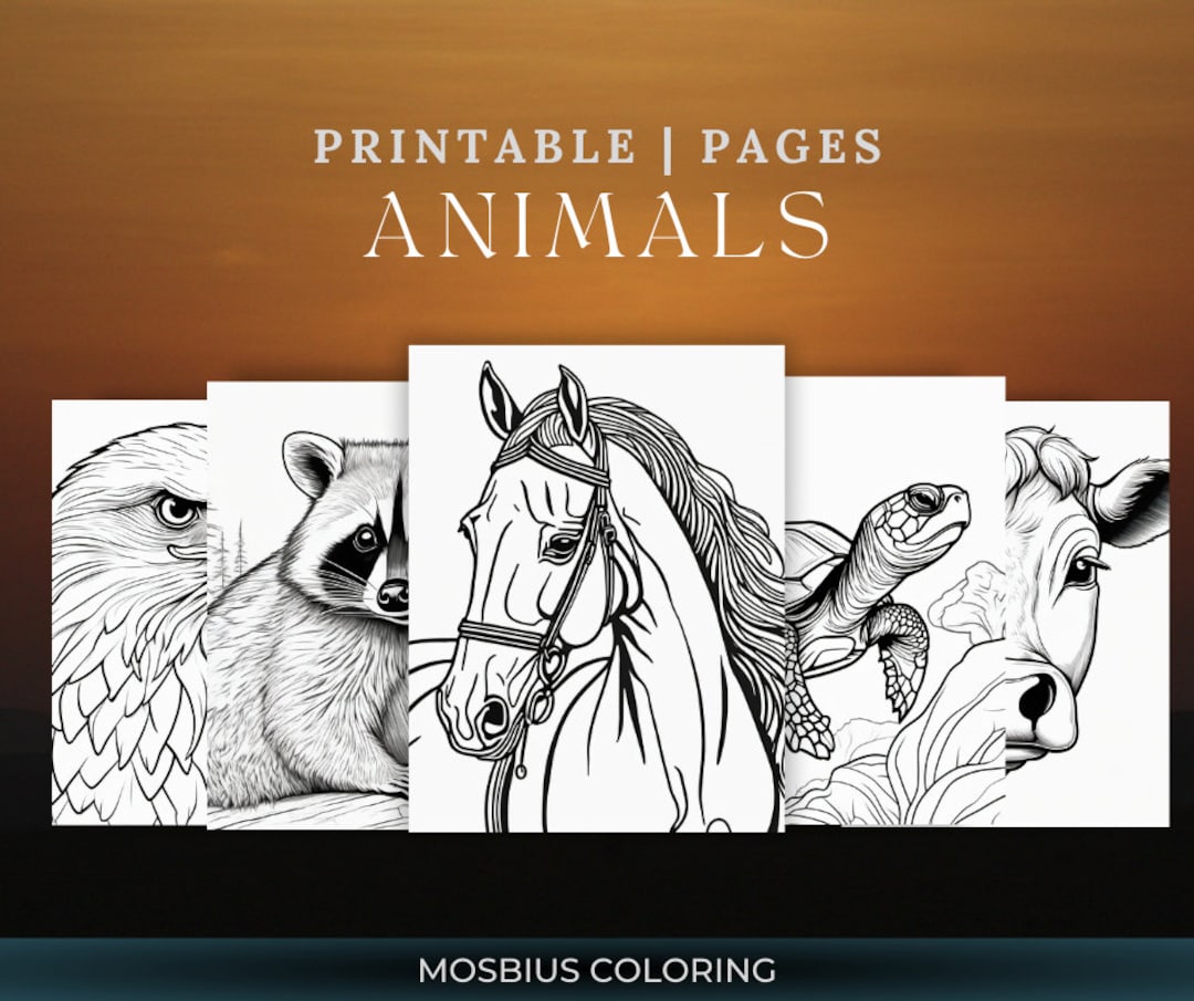 100 Animal Coloring Pages. WILD Animals Coloring Book, PDF Coloring ...