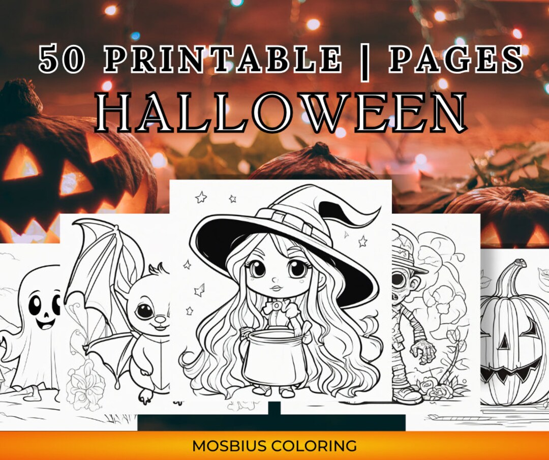 50 Halloween Coloring. Cute Coloring Book. Busy Book. Pdf Coloring Book ...