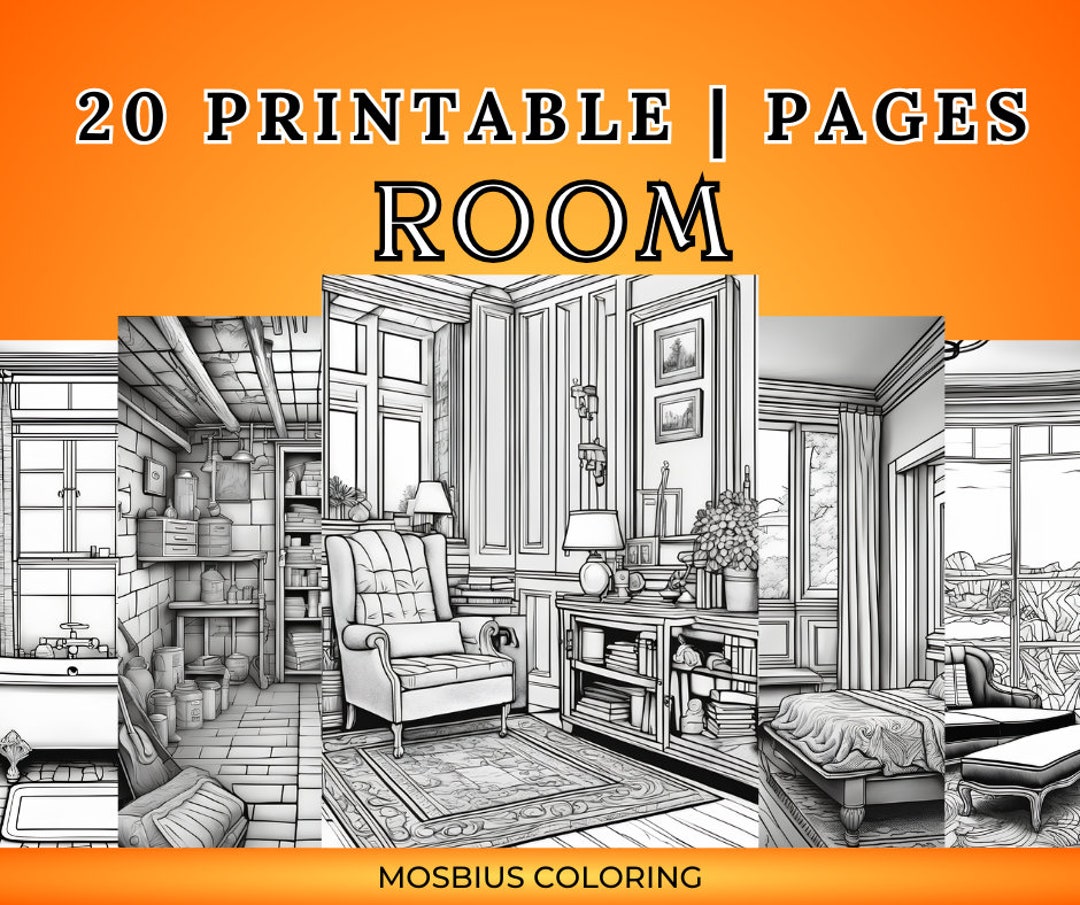 20 ROOM Coloring Pages. Adult Color Sheet, Relaxing Activity, Busy Book ...
