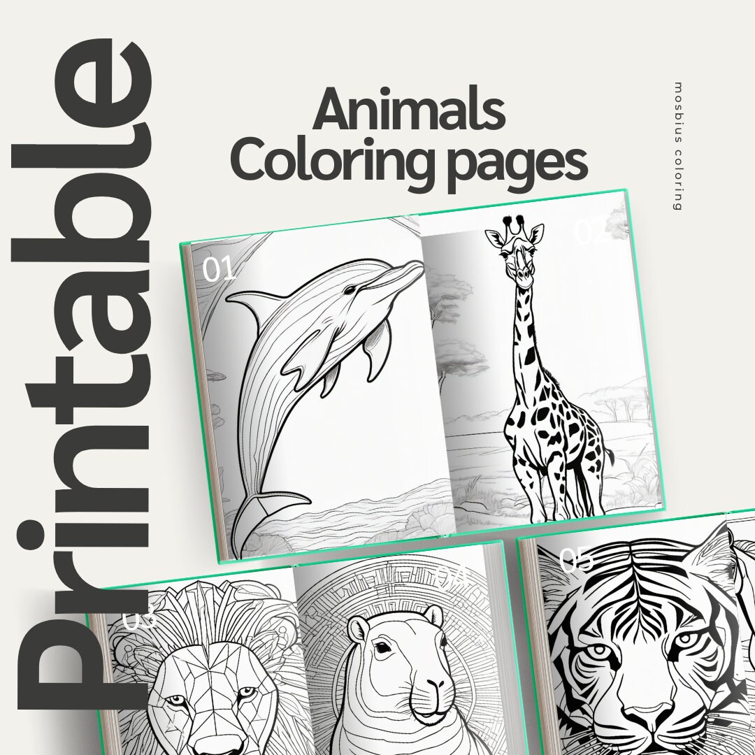 100 Animal Coloring Pages. WILD Animals Coloring Book, PDF Coloring ...