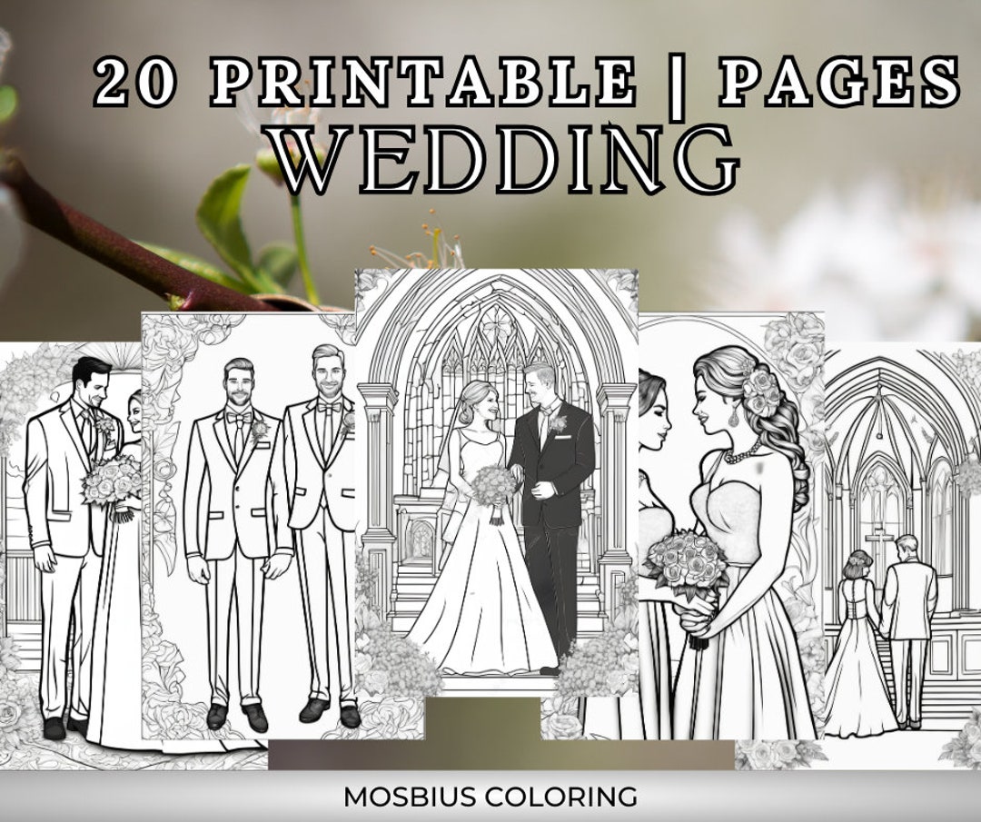 20 Unique WEDDING Coloring, Colouring Pages, Activity Book, Marriage ...