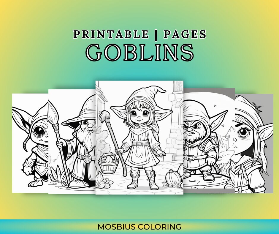 69 GOBLIN Colouring Pages. Elf PDF Printable, Cute Leprechaun, Busy ...