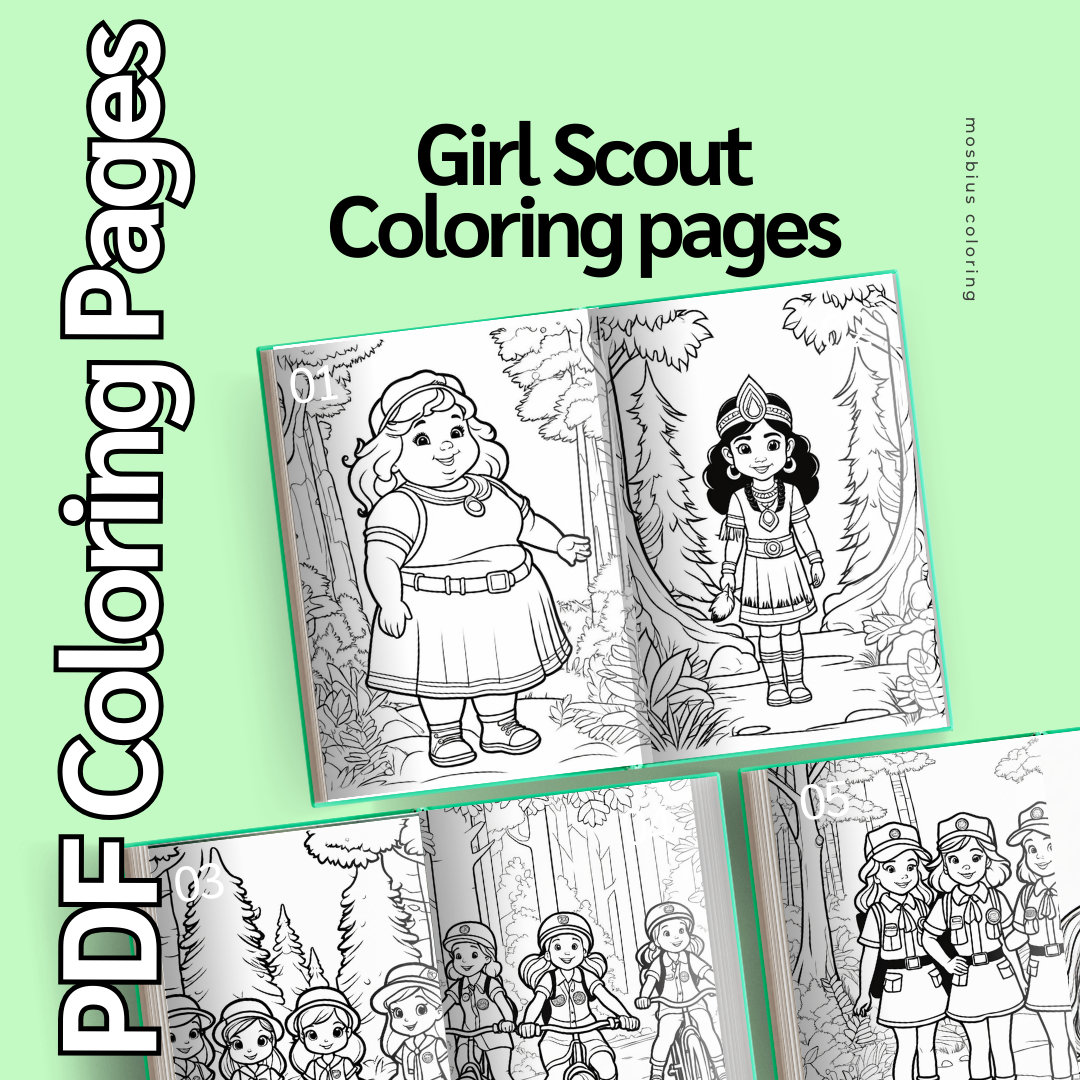 65 GIRL SCOUT Coloring Pages. Girl Scout Activity. Coloring Page Bundle ...