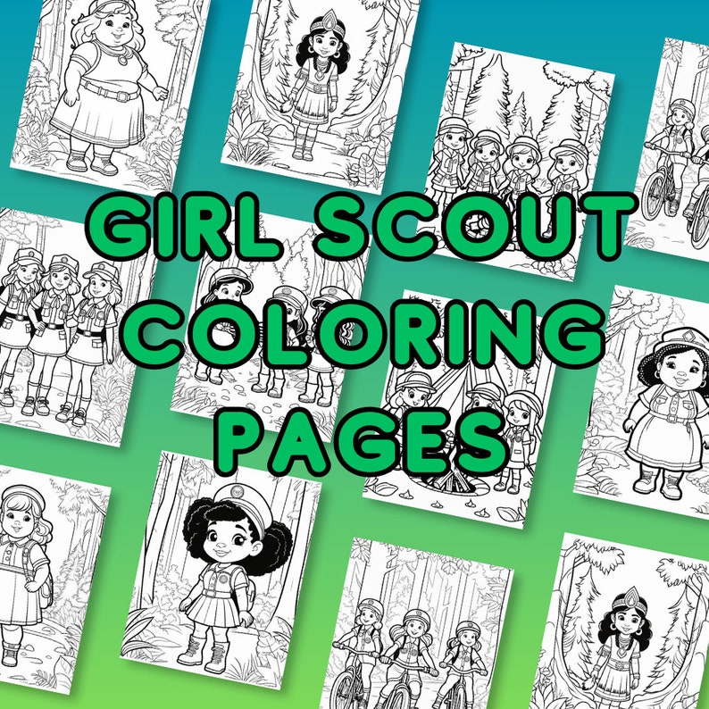 65 GIRL SCOUT Coloring Pages. Girl Scout Activity. Coloring Page Bundle ...