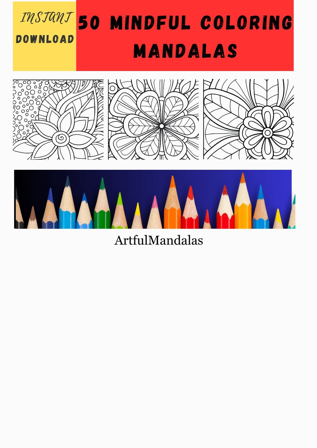 Mandala Coloring, 50 Printable Coloring Pages, Stress Relief ...