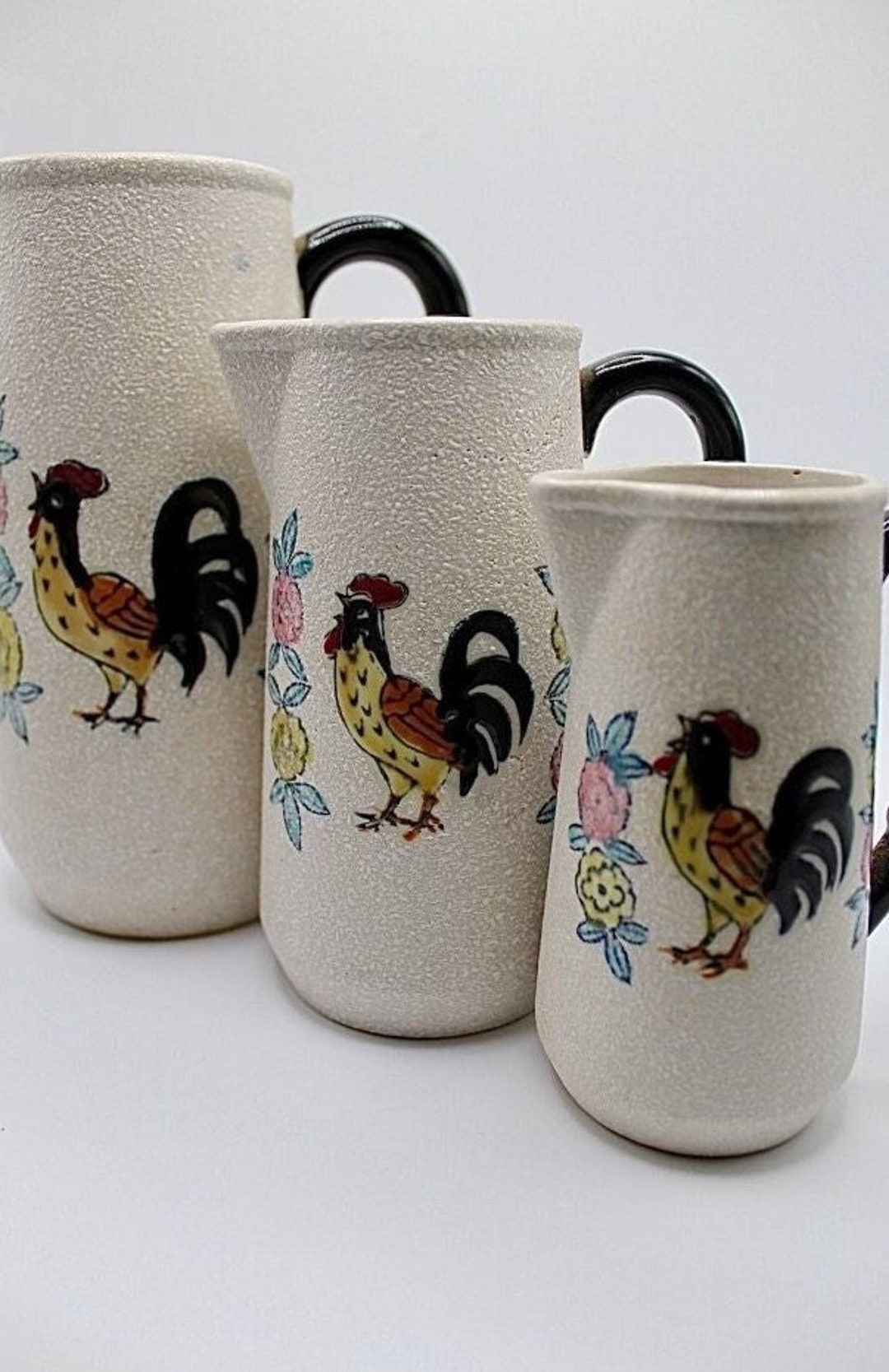 Rare Vintage Rooster Pitcher/vase Set of 3 - Etsy
