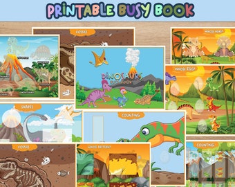 Dinosaur Preschool Busy Book Printable. Learning Binder Worksheets for ...