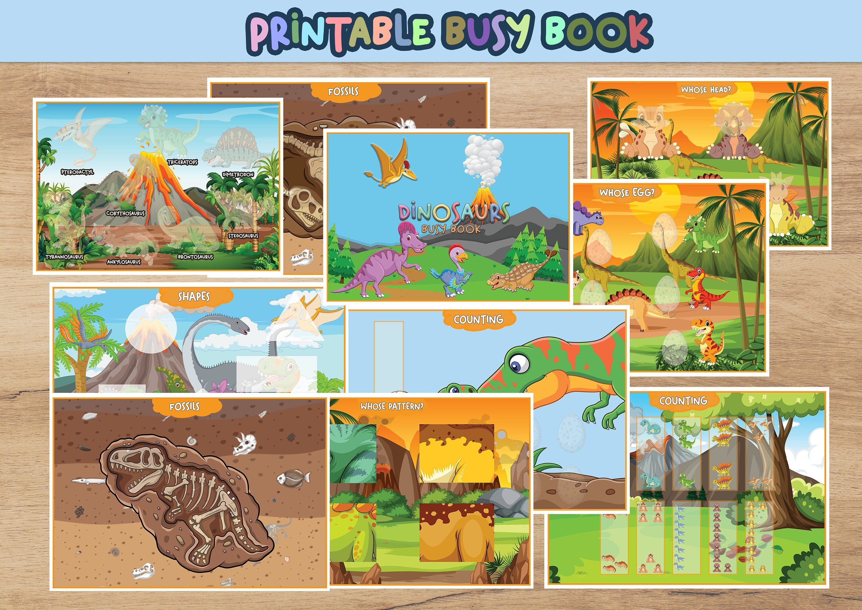 Dinosaur Printable Busy Book for Toddlers - Etsy