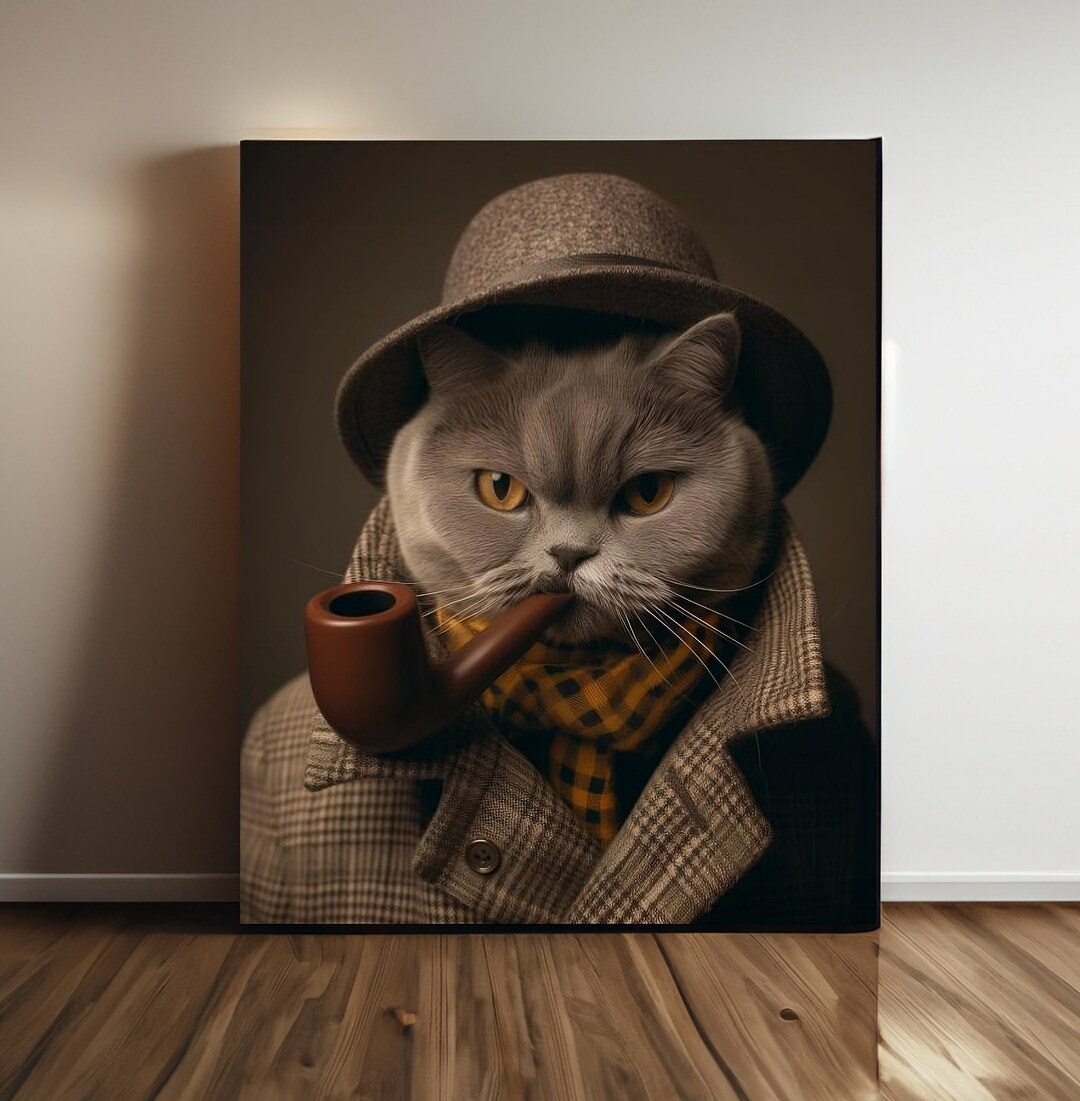 Custom Detective Pet Portrait, Sherlock Cat Portrait, Personalized ...