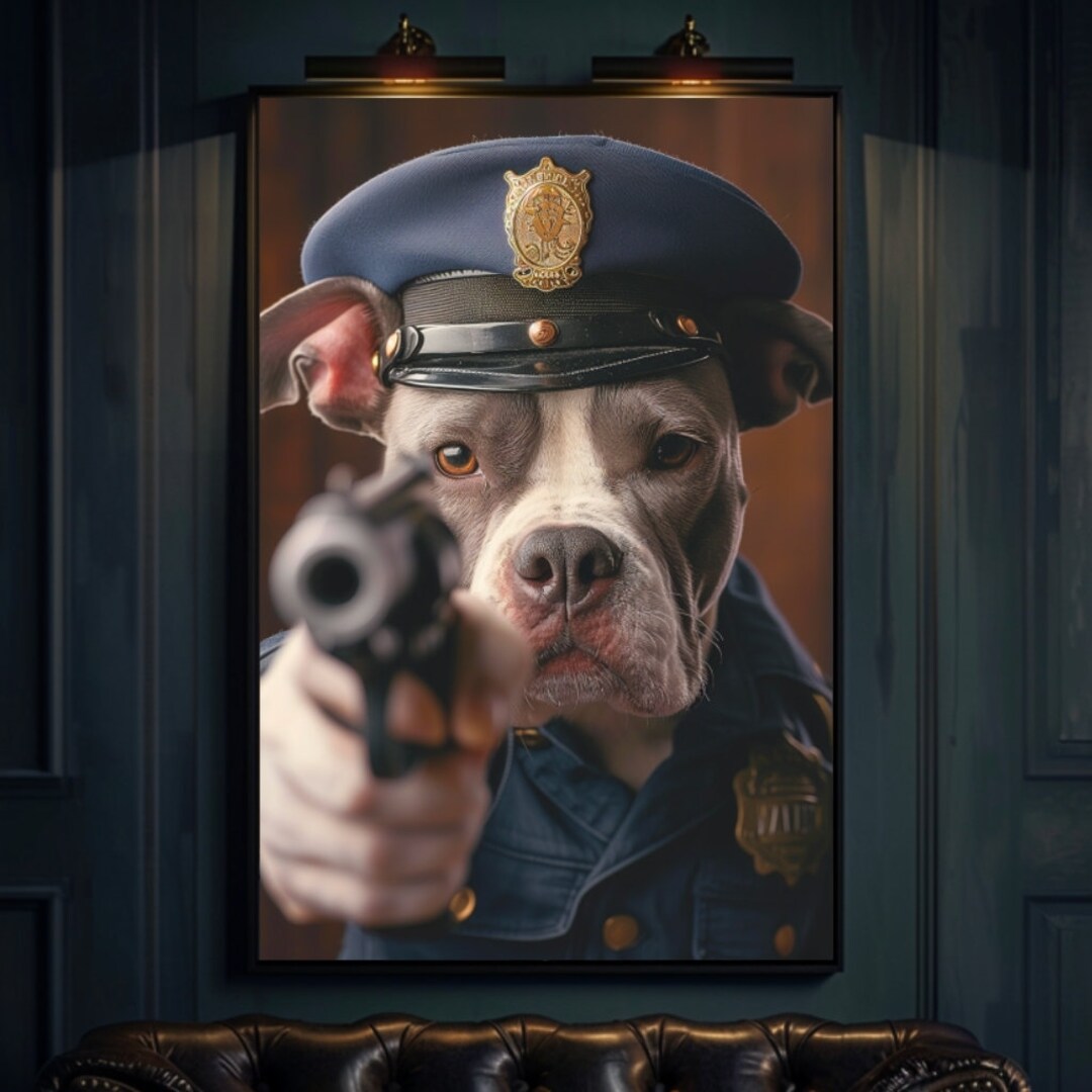Custom Policeman Pet Portrait: Funny Police Costume Gift (digital ...
