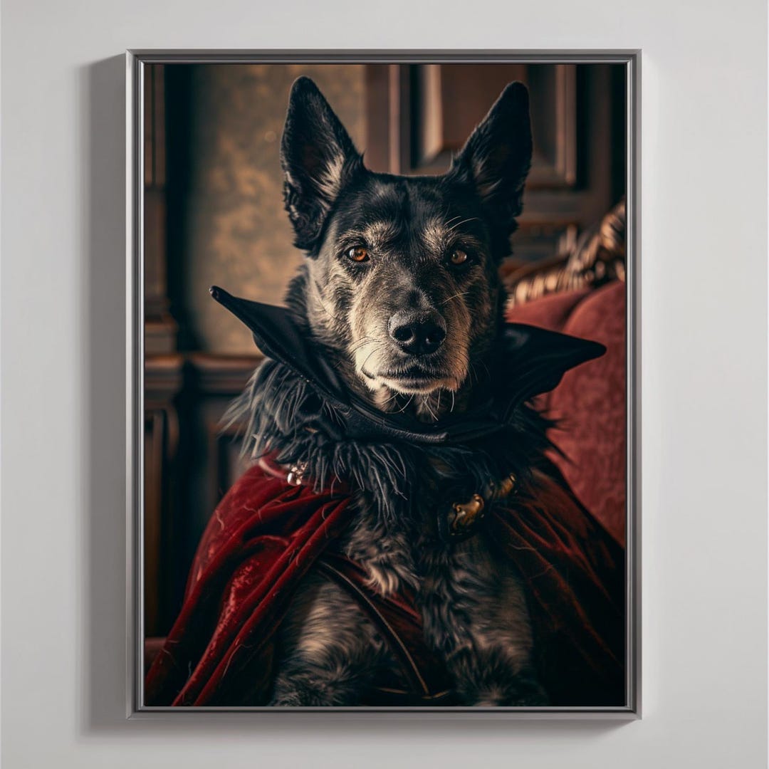 Vampire Dog Portrait, Custom Halloween Pet Portrait, Gothic Pet ...