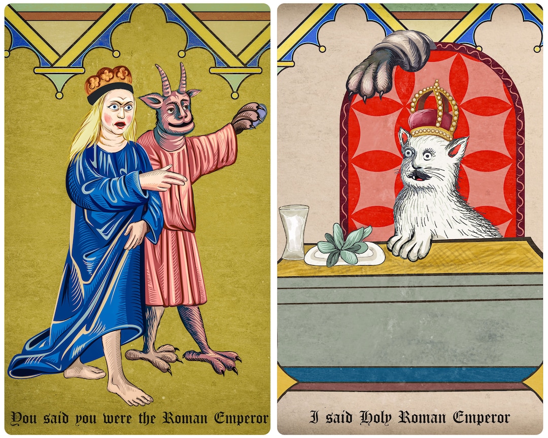 Woman Yelling at a Cat Meme Medieval-style Wall Print - Etsy