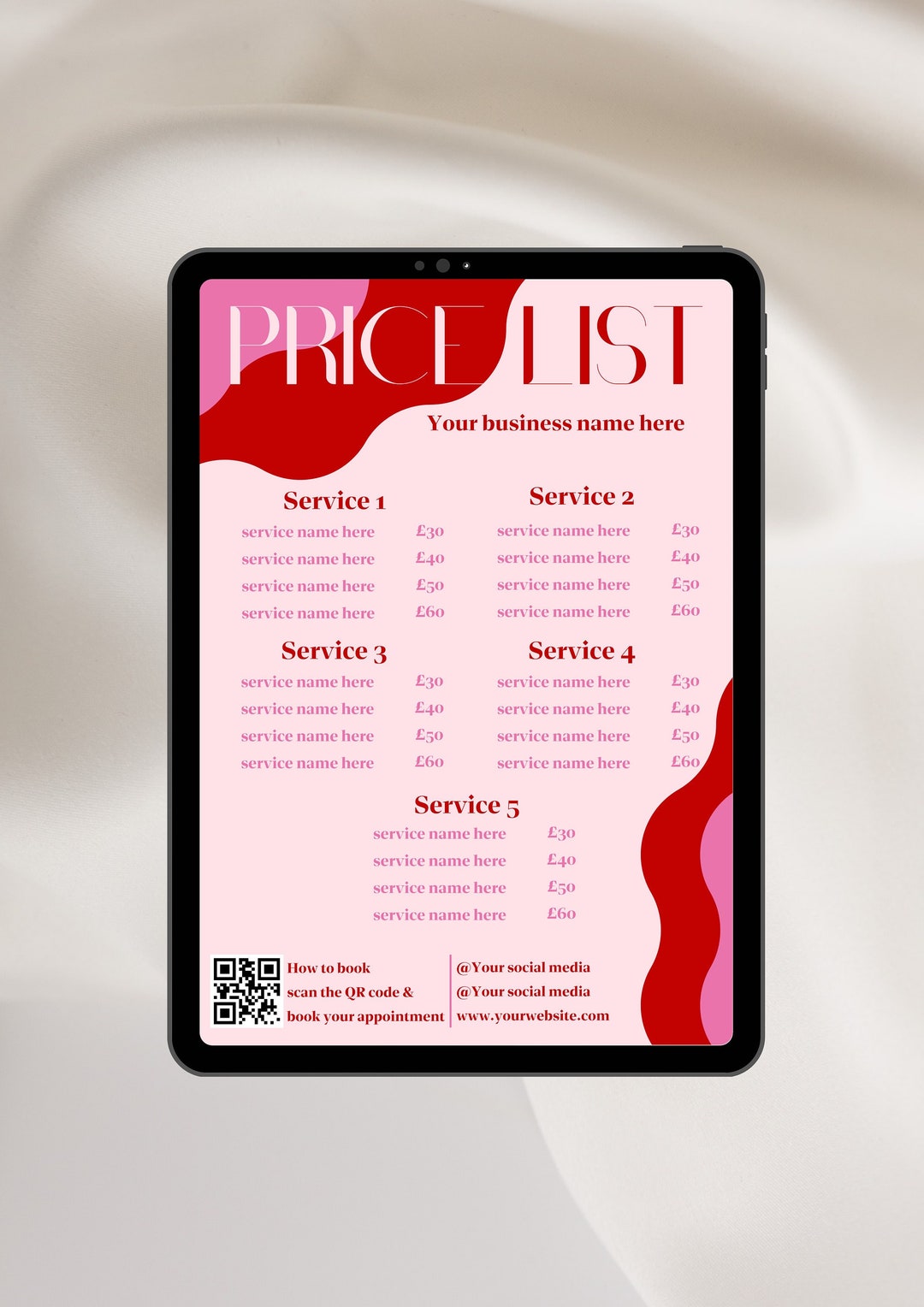 Digital Price List Template, Editable Canva Template - Etsy
