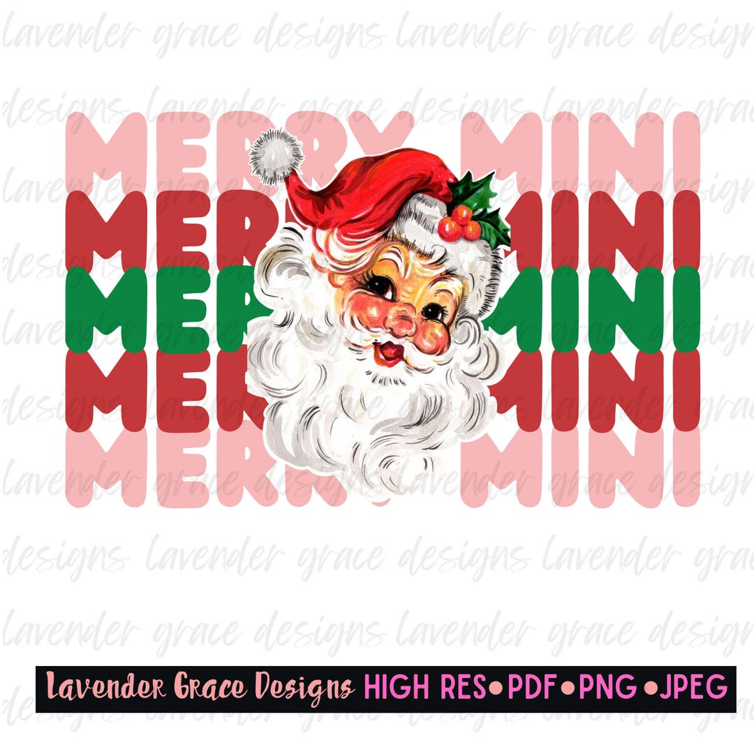 Merry Mini Repeater Bubble Letters Santa Claus Digital Download Png ...