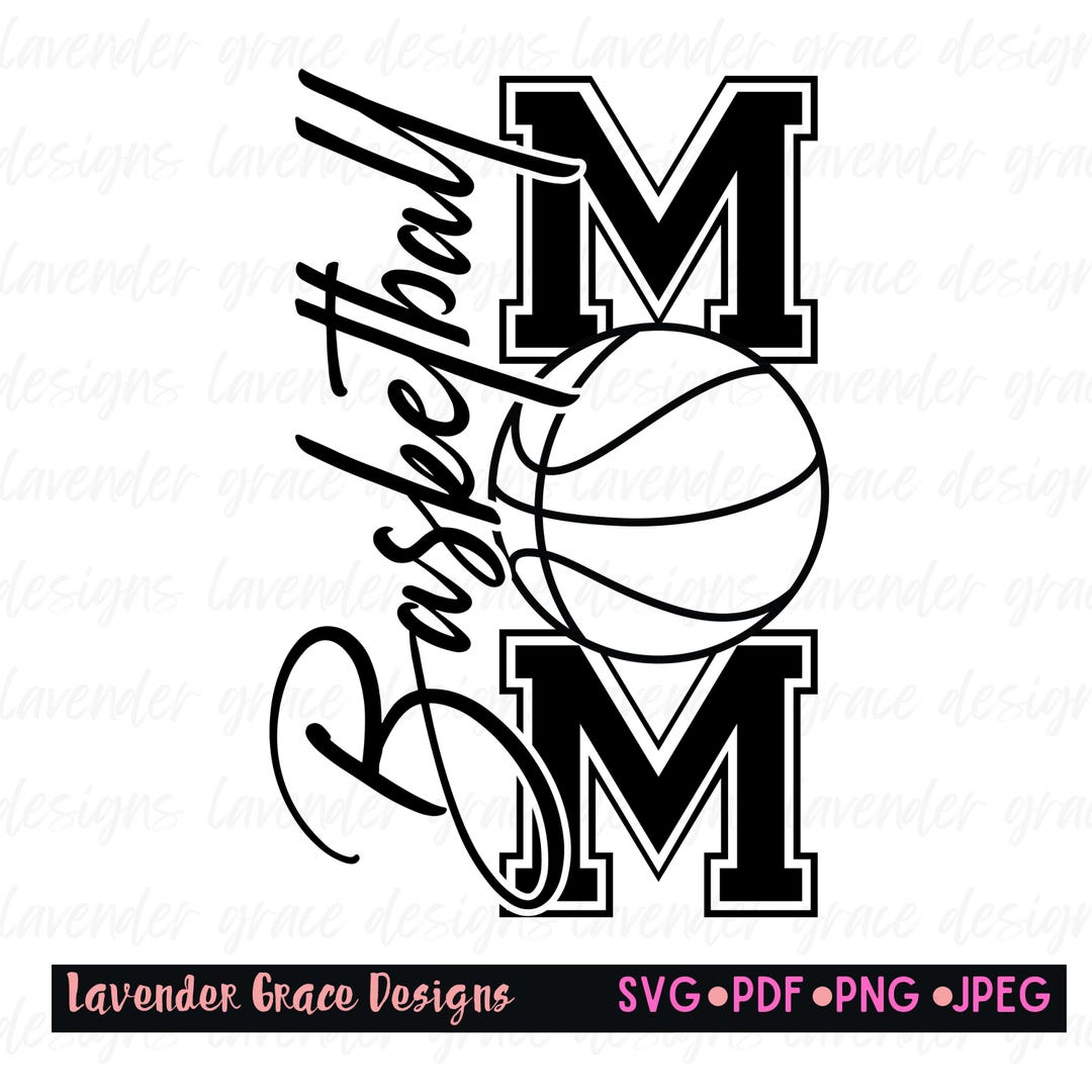 Basketball Mom Vertical Cursive Digital Download Png Jpeg Pdf Svg ...