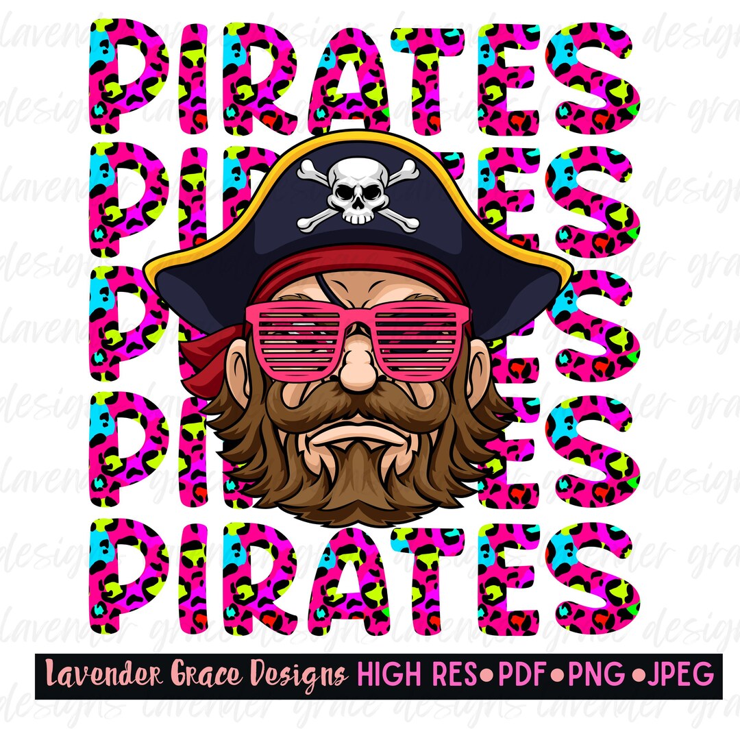 Pirates 80s Mascot Retro Repeat Name Pink Leopard Letters Digital ...