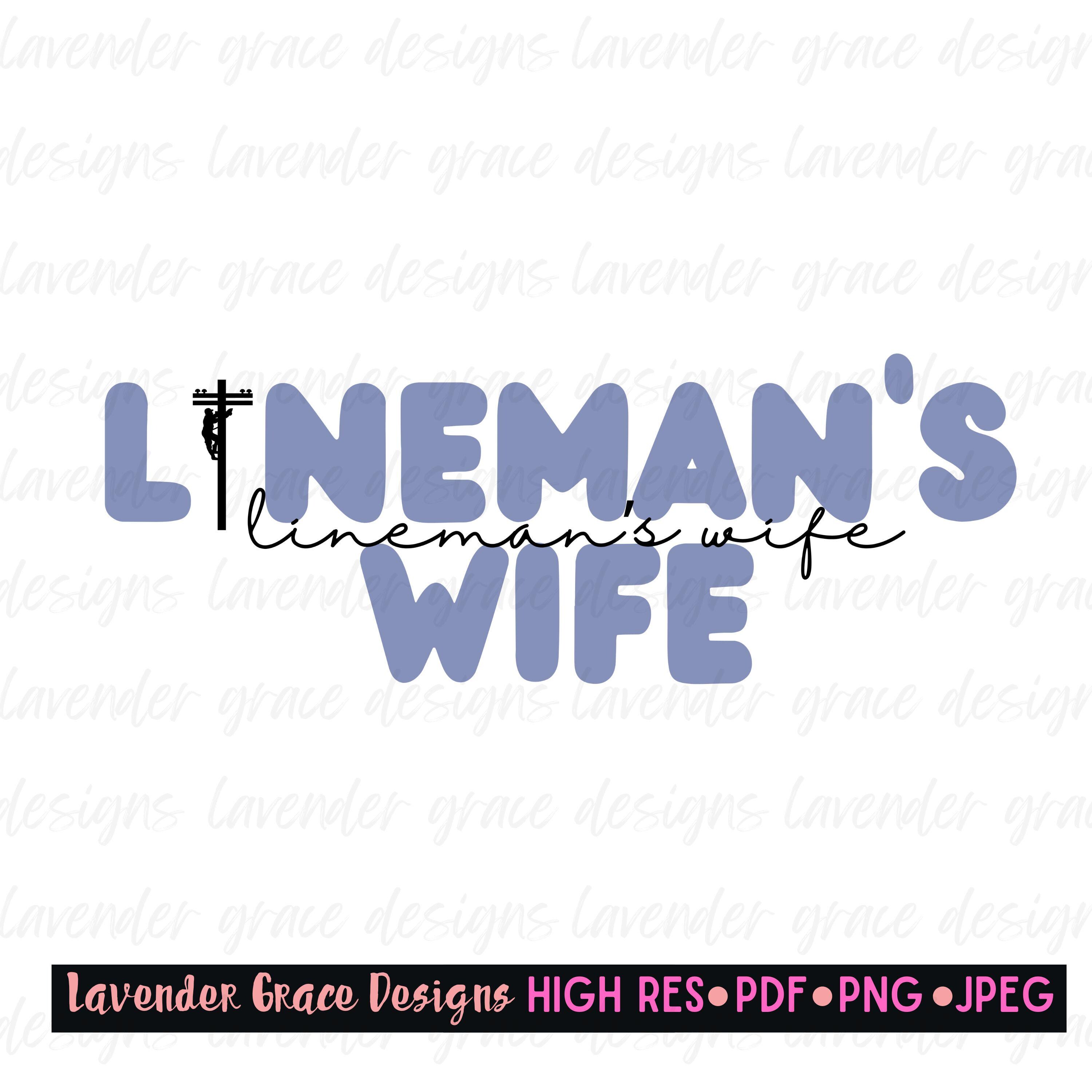 Lineman's Wife Bubble Letters With Cursive Text Digital Download Png ...