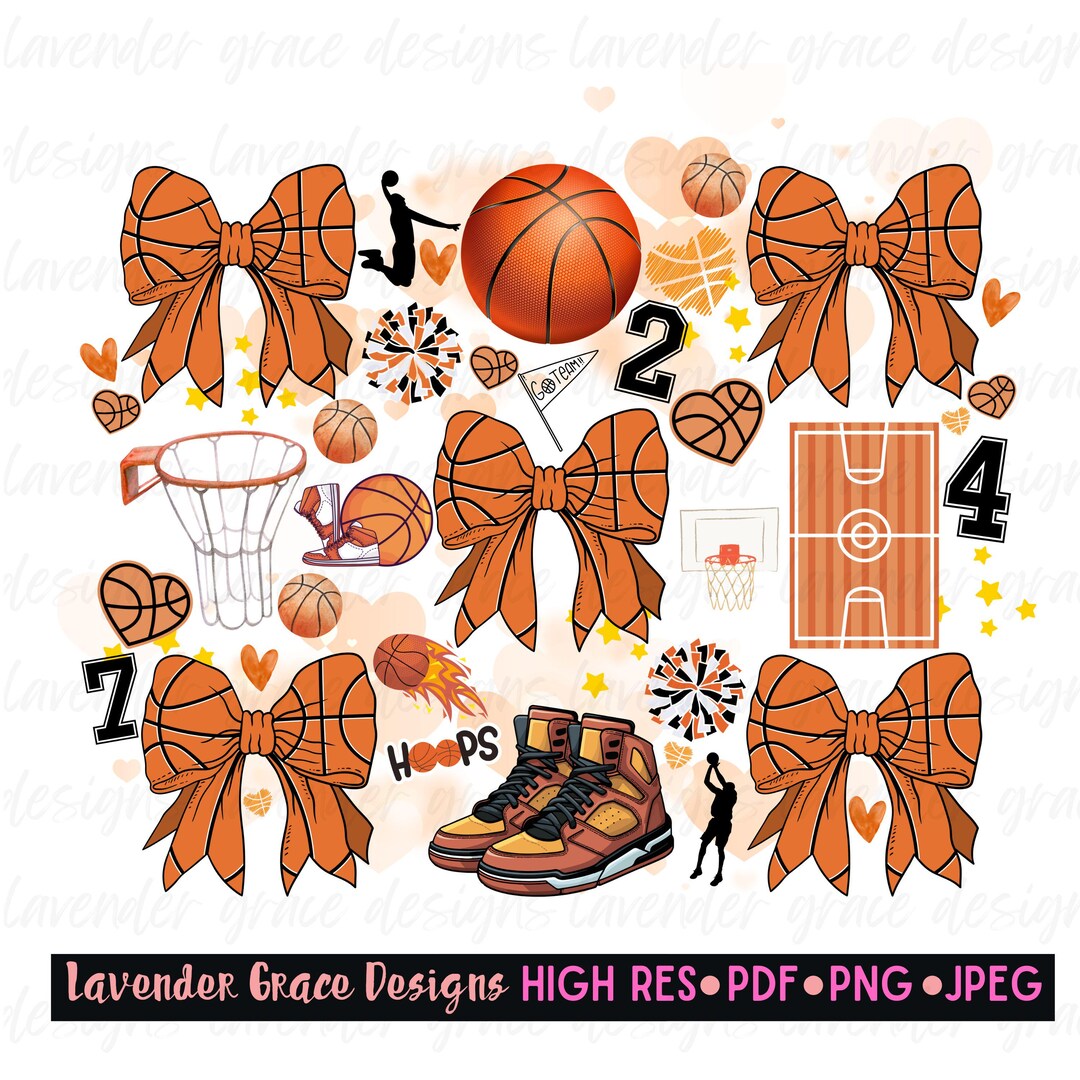 Basketball Season Coquette Doodle Design Digital Download Png Jpeg Pdf ...