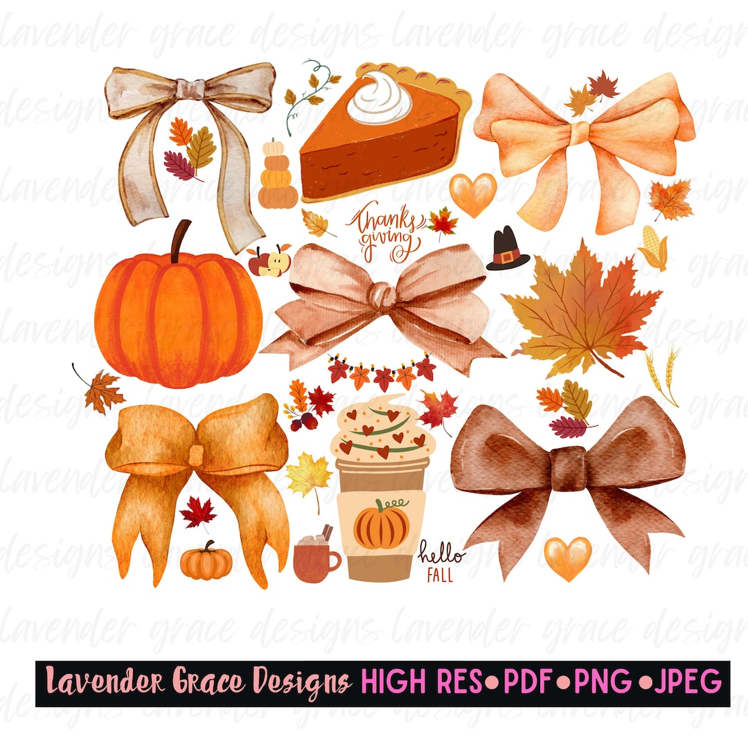 Thanksgiving Coquette Assorted Bows Digital Download Png Jpeg Pdf ...