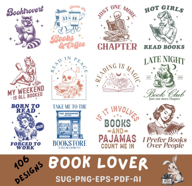 Reading SVG Bundle, Book Lover SVG, Cut Files, Commercial Use, Cricut ...