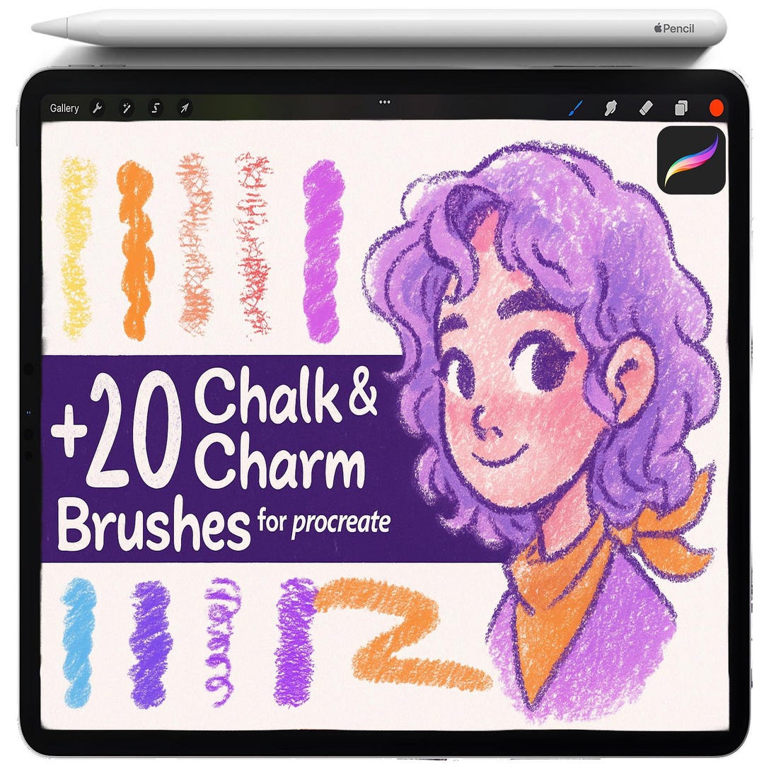 Chalk Procreate Brushes, Procreate Pastel Brush Set, Procreate Crayon ...