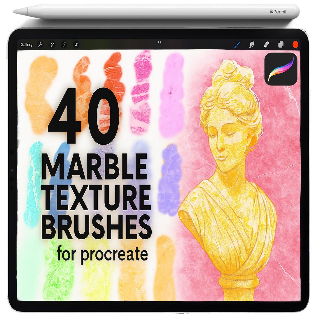 Marble & Stone Procreate Brushes, Watercolor, and Textured Wash Brush ...