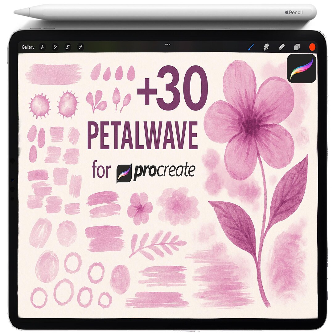 Watercolor Stamps for Procreate: Soft Ink Texture Brushes, Watercolor ...