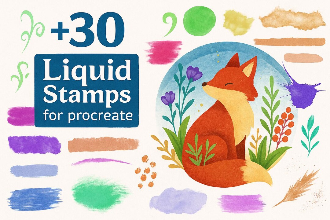 Procreate Splatters, Procreate Splashes, Ink Watercolor Stamps, Drip ...