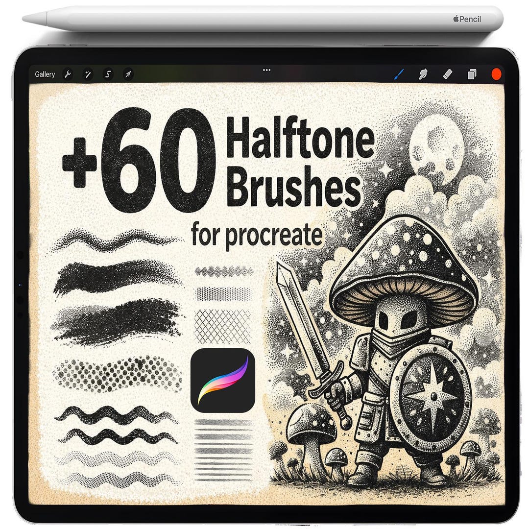 Procreate Halftone Brushes, Crosshatch Brush Set, Procreate Line Art ...