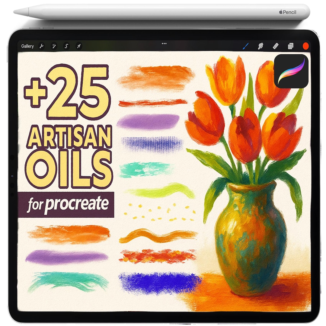 Procreate Oil Brushes, Procreate Acrylic Brush Set, Impasto Painting ...