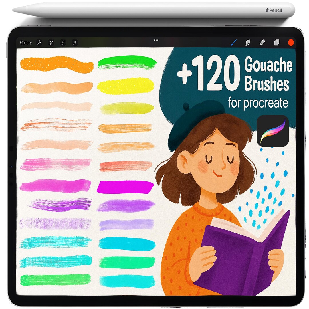 Gouache Procreate Brushes: Wet Painting Oil, Digital iPad Watercolor ...