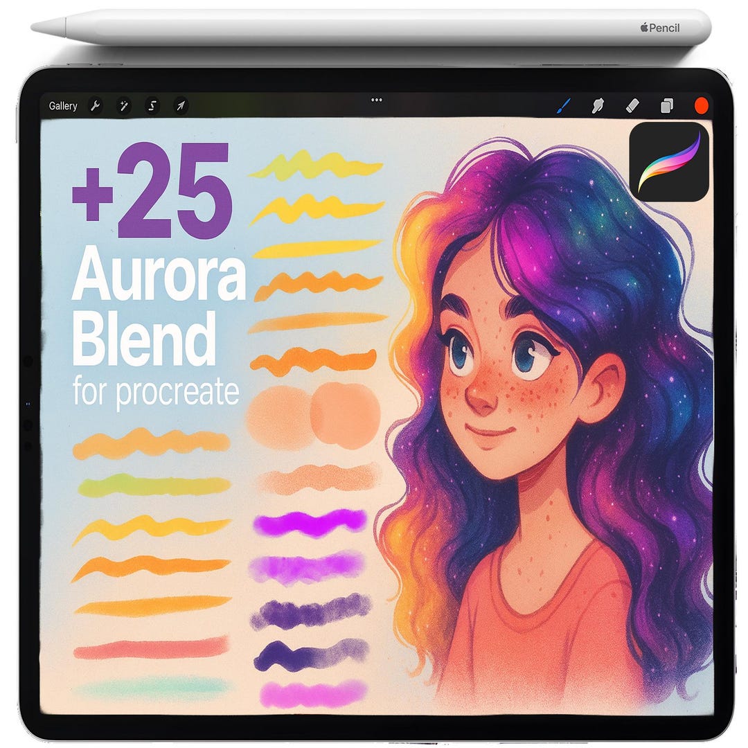 Aurora Blend Brushes for Procreate: Airbrushes, Ink, Soft Painterly ...