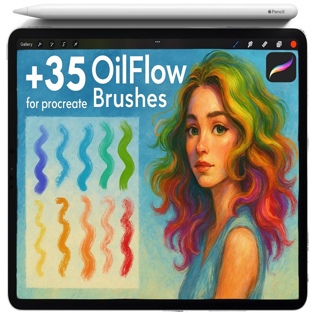 Oil Procreate Brushes, Oil Brushes, Painting Kit for Procreate, Impasto ...