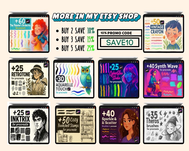 Procreate Halloween Spooky Stamps, Horror Ghosts, Witches, Cute ...