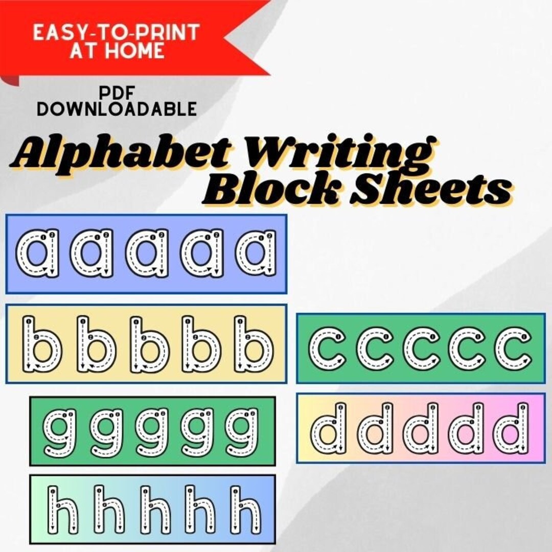 Alphabet Writing & Tracing Exercise Worksheets - Etsy