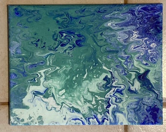 Acrylic Painting (14"x11") Original Flow Art, Fluid Art Pour - Etsy