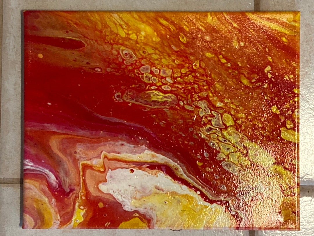 Acrylic Painting (14"x11") Original Flow Art, Fluid Art Pour - Etsy