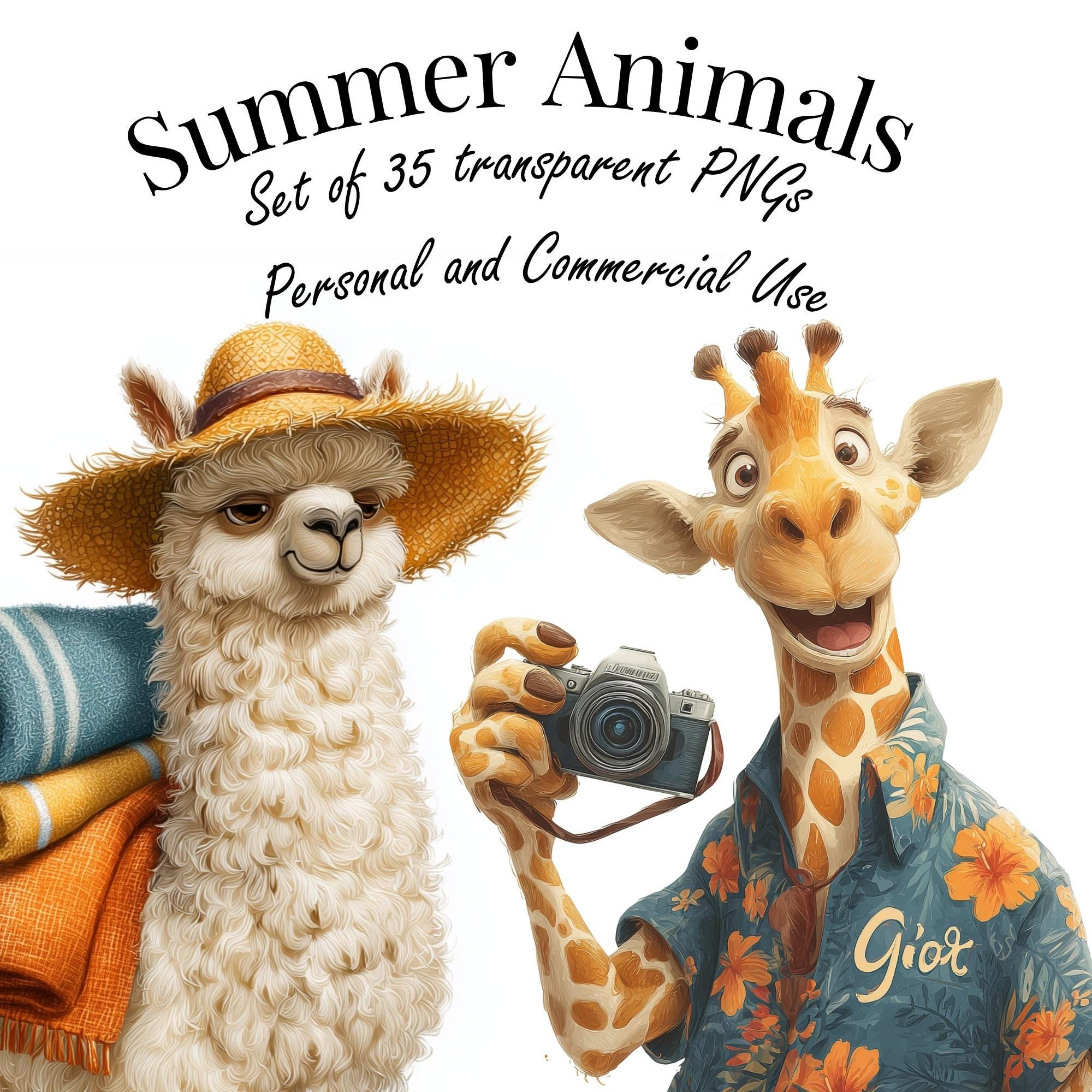 Cute Summer Animals Clipart Set – 35 PNG Illustrations With Transparent ...