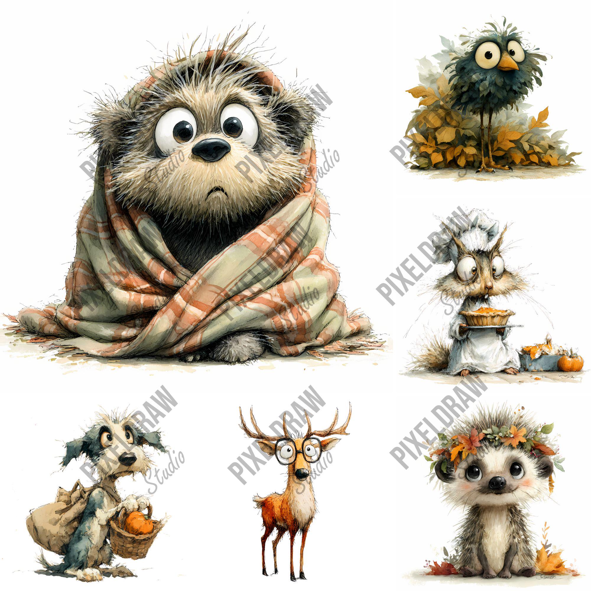 Fall Woodland Animals Clipart | Cute Autumn Forest Creatures | Funny ...