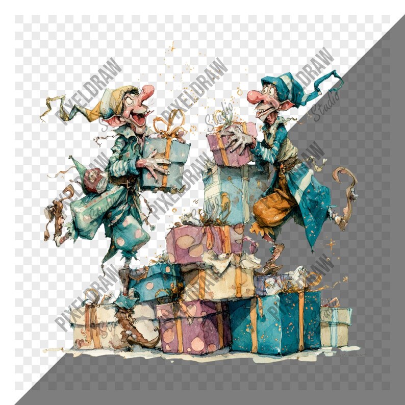 Santa and Friends Clipart Set – 32 Watercolor Christmas Pngs, Whimsical ...