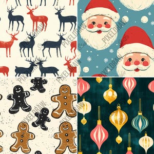 Retro Christmas Digital Paper Pack | 20 Seamless Wrapping Paper Designs ...