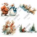 Santa and Friends Clipart Set – 32 Watercolor Christmas Pngs, Whimsical ...