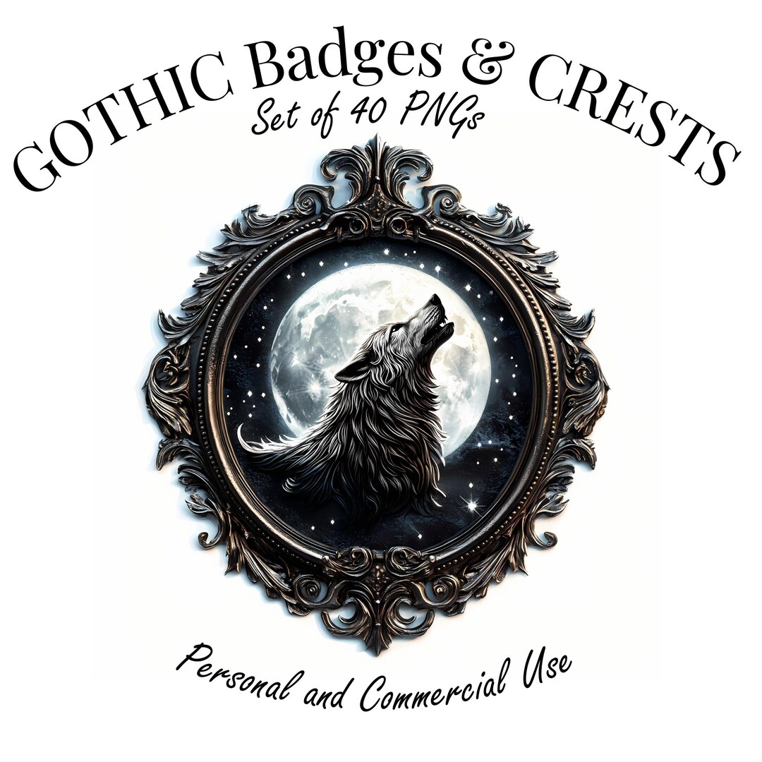 Gothic Badges and Crests PNG Bundle – 30 Dark Vintage Frames With ...