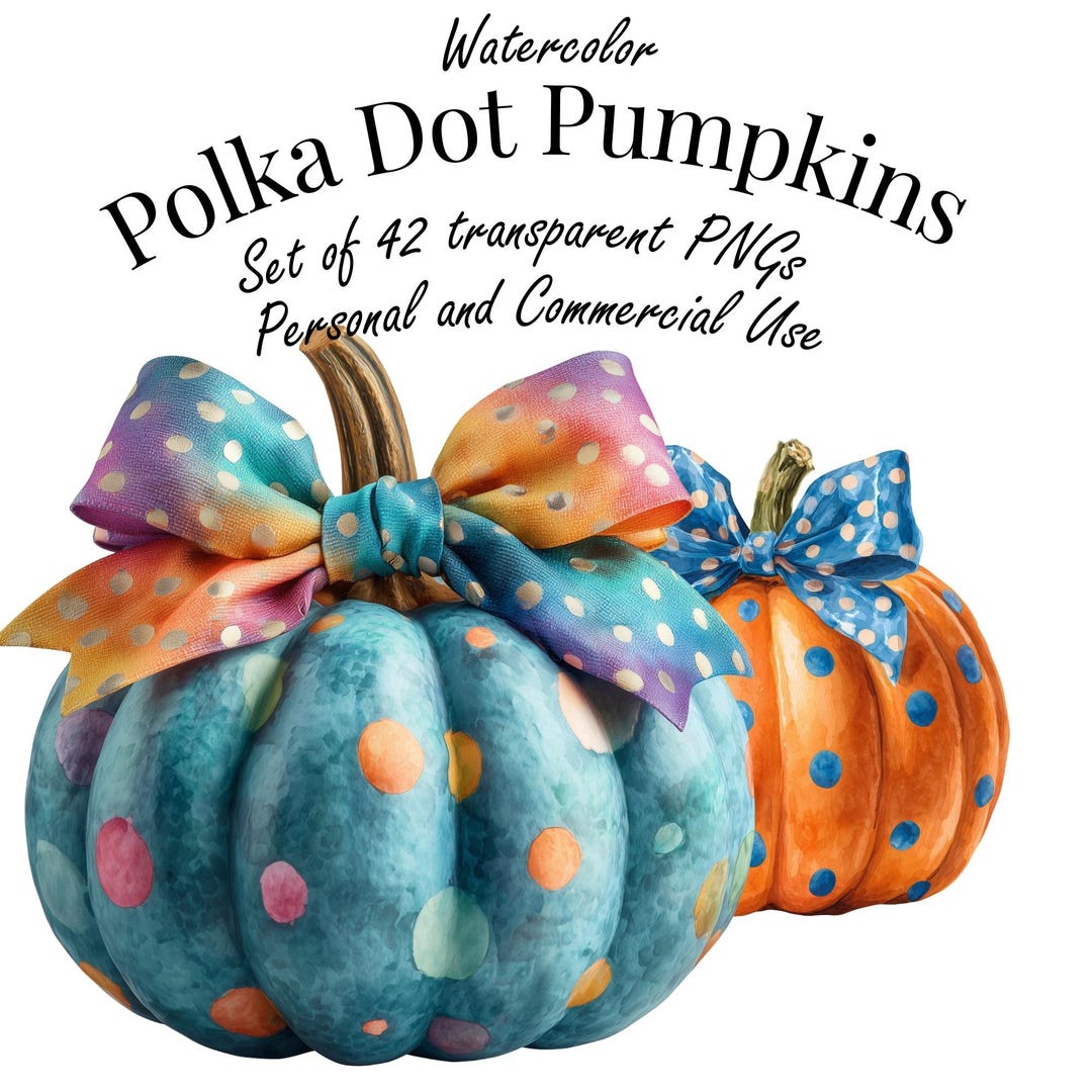 Watercolor Polka Dot Pumpkin Clipart | 42 Pngs | Halloween & Fall Decor ...