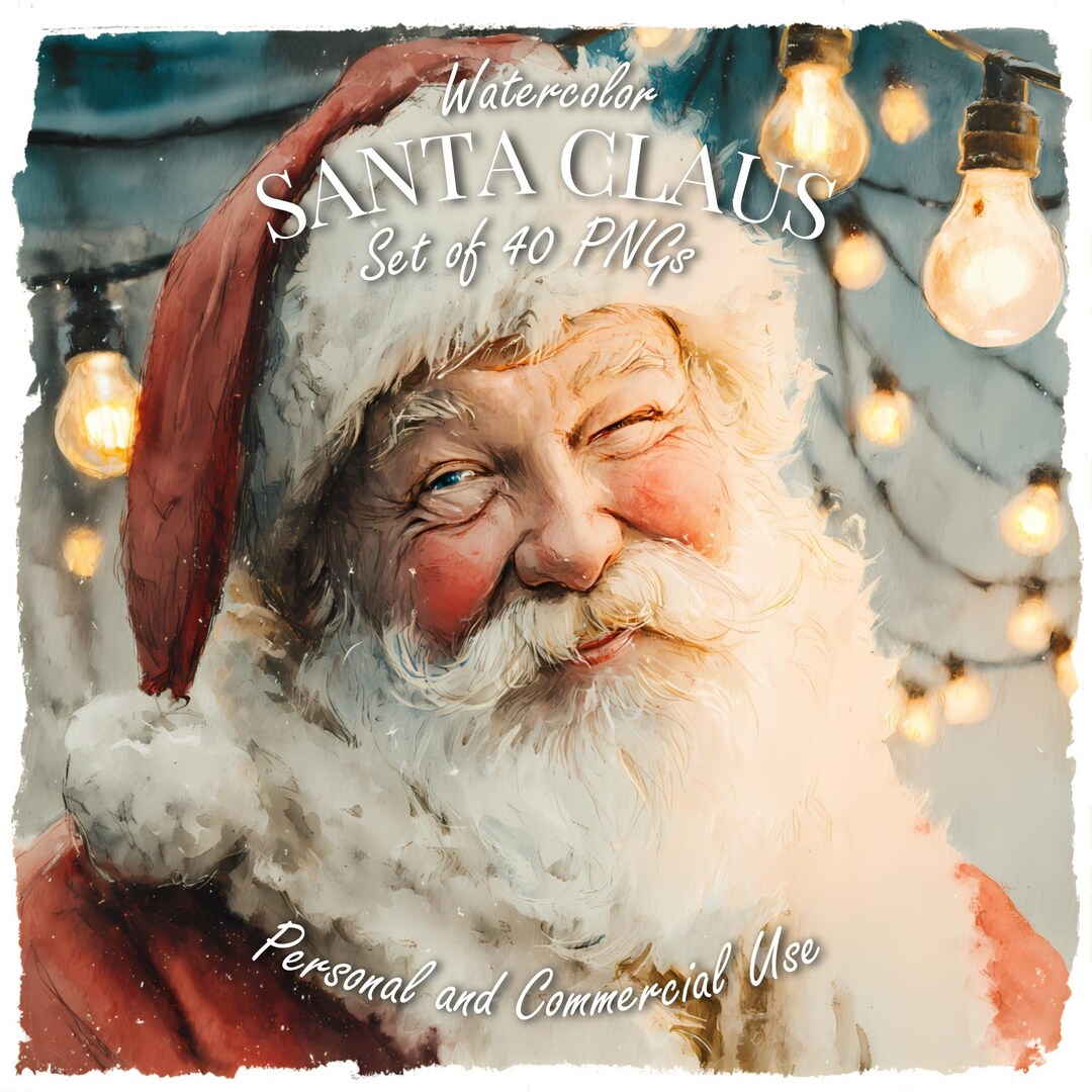 Watercolor Santa Claus PNG Bundle | 40 Christmas Clipart Illustrations ...