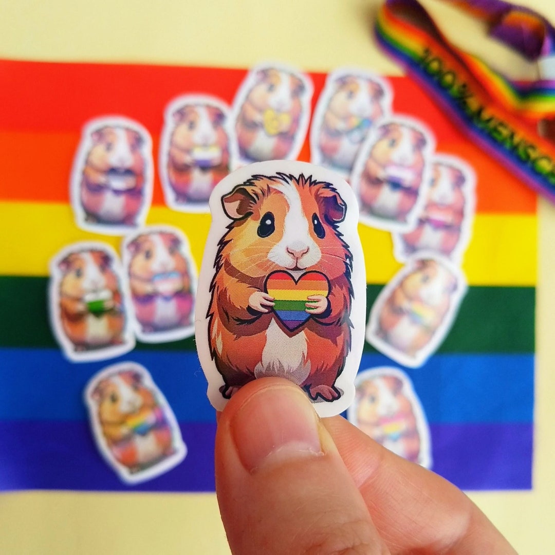 Pride Guinea Pig Stickers Holographic | Queer Animal Stickers | LGBTQ+ ...