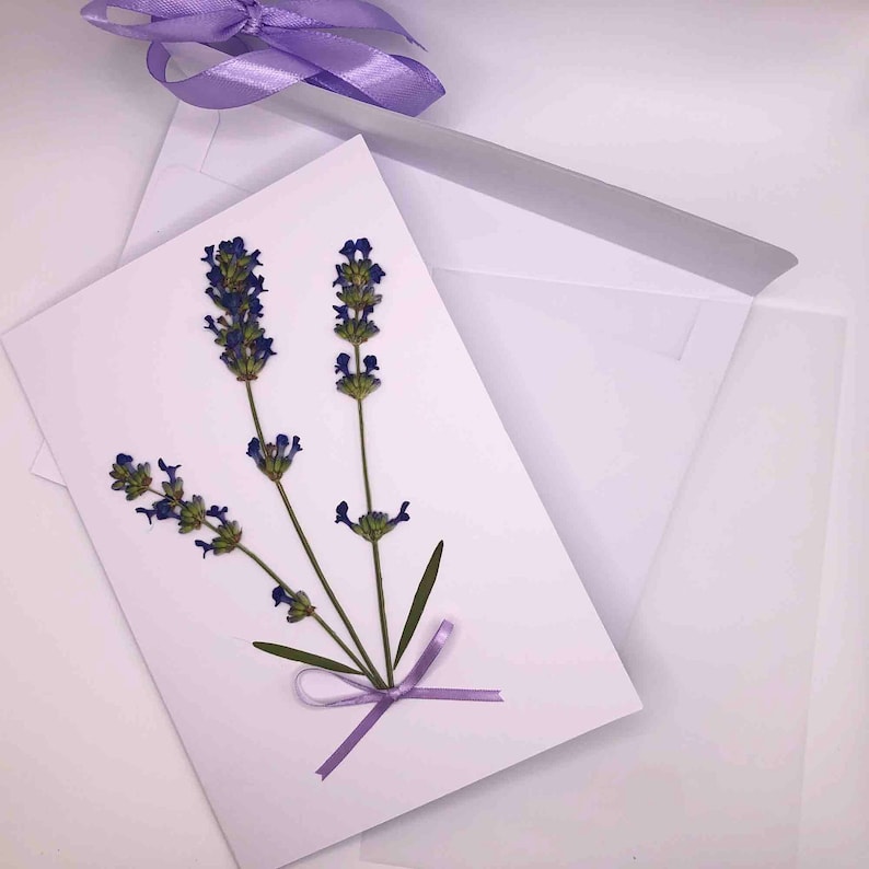 Pressed Flower Lavender Cards - Etsy
