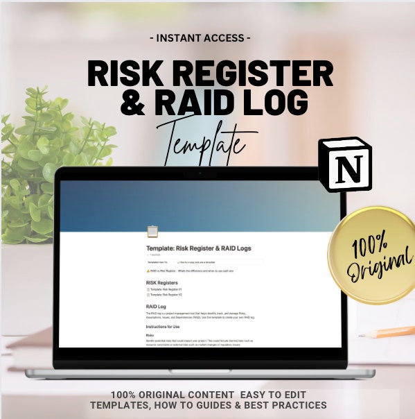 Risk Register & RAID Log Template: Project Management (digital Download ...
