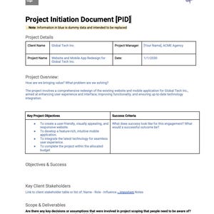 Project Initiation Document Template | Customizable Business Templates ...